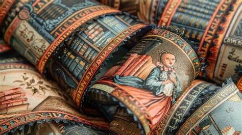 Vintage Illustrations Featuring Classic Literature And Historical Scenes On Book Spines Rich