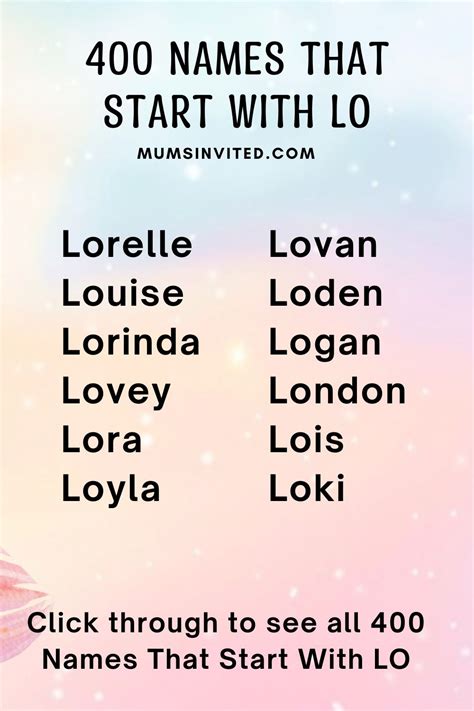 Top 400 Names That Start With LO (For Boys And Girls) - Mums Invited