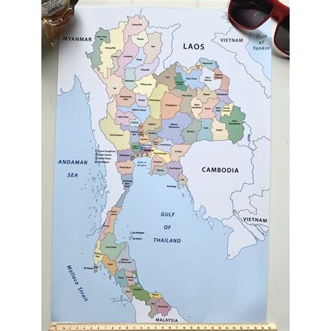พร้อมส่งจากไทย แผนที่ประเทศไทย ภาษาอังกฤษ แบ่ง 77 จังหวัด Shopee Thailand