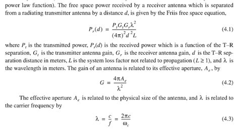 power law function the free space power received by