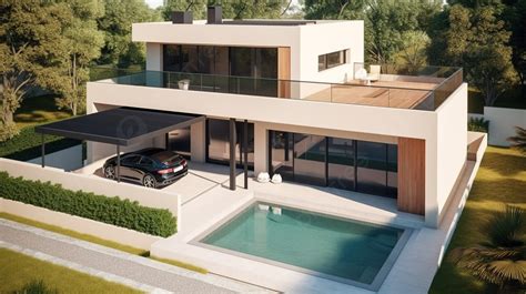 고급스러운 수영장과 차고가 있는 현대 주택의 놀라운 건축 시각화 집 외관 현대 집 외부 배경 일러스트 및 사진 무료 다운로드 Pngtree
