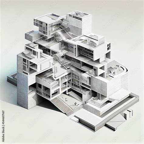 3d Architecture Exploded Diagram Illustration Stock Illustration