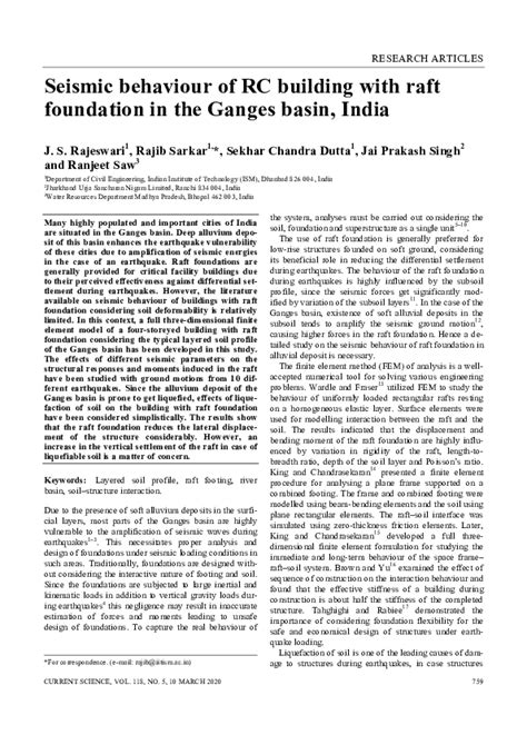 Pdf Seismic Behaviour Of Rc Building With Raft Foundation In The Ganges Basin India