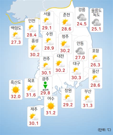 [내일날씨] 강한 소나기…체감 33도 무더위