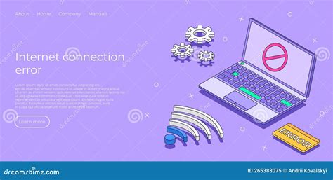 Internet Connection Error Isometric Landing Page Web Page Not Loading Wireless Connectivity
