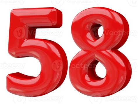Red 3d Number 58 46645577 Png