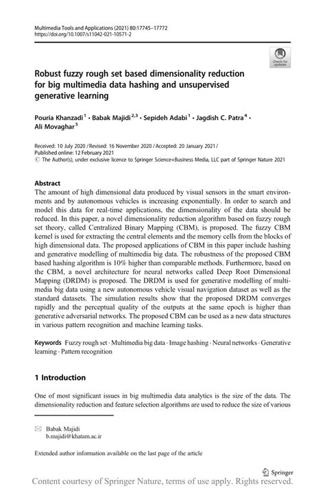 Robust Fuzzy Rough Set Based Dimensionality Reduction For Big Multimedia Data Hashing And