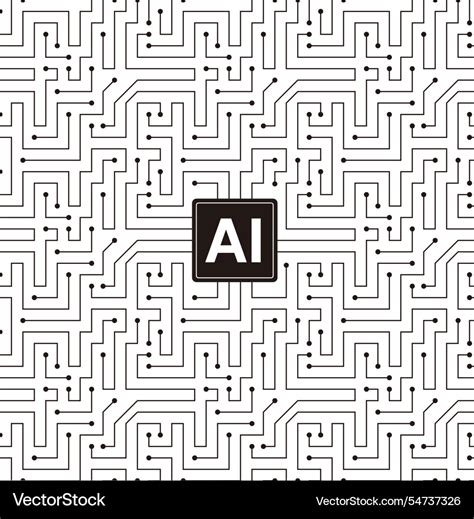 Microchip In The Circuit Board Artificial Vector Image