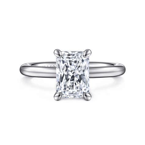 Radiant Cut Solitaire Ring In 14k White Gold Gabriel And Co Er15619n8w4jjj