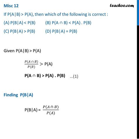 Misc 12 MCQ If P A B P A Which Is Correct NCERT