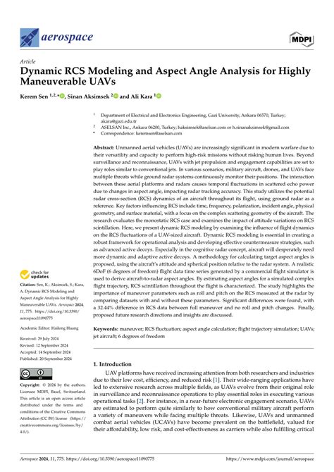 Pdf Dynamic Rcs Modeling And Aspect Angle Analysis For Highly
