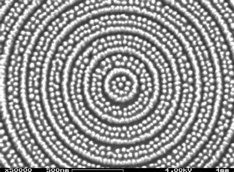 Scanning Electron Microscopy Image Of A Nanodot Array Produced By Ion