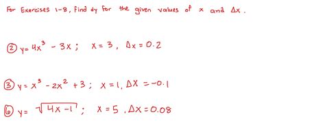 solved for exercises 1 8 ﻿find dy ﻿for the given values of