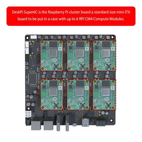 Deskpi Super6c Raspberry Pi Cm4 Cluster Mini Itx Board 6 Rpi Cm4