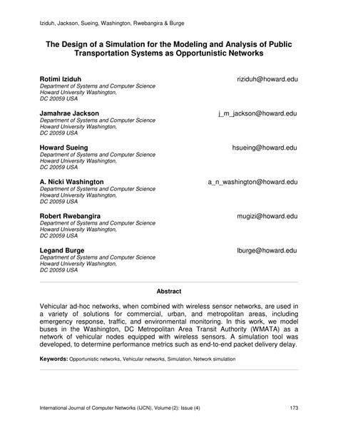 Pdf The Design Of A Simulation For The Modeling And Analysis Of Public Transportation Systems