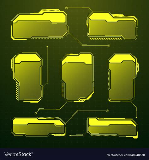 Yellow Futuristic Hud Ui Elements Sci Fi User Vector Image