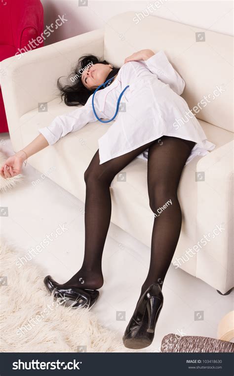 Crime Scene Imitation Lifeless Nurse Lying Stock Photo 103418630 Shutterstock