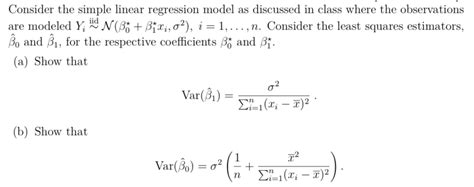 Solved Consider The Simple Linear Regression Model As Chegg