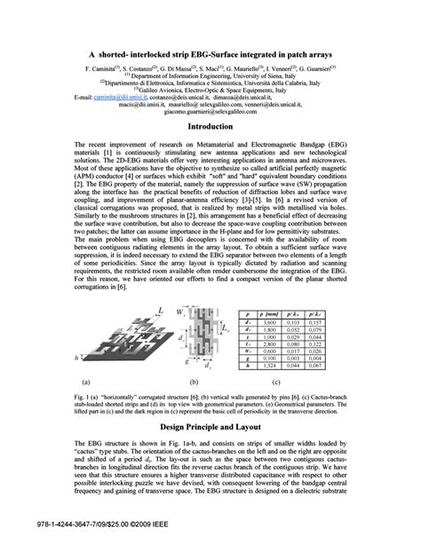 Pdf A Shorted Interlocked Strip Ebg Surface Integrated In Patch Arrays