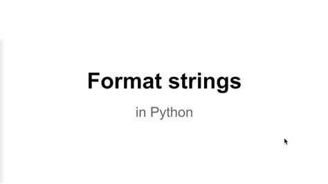 Python Format Strings YouTube