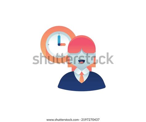 Female Employee Work Time Clock Vector Stock Vector Royalty Free Shutterstock