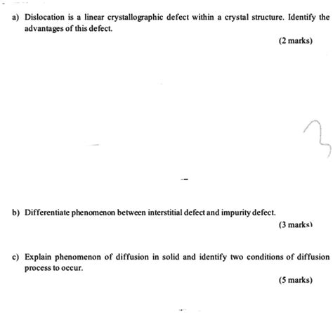 solved science material dislocation is linear crystallographic defect