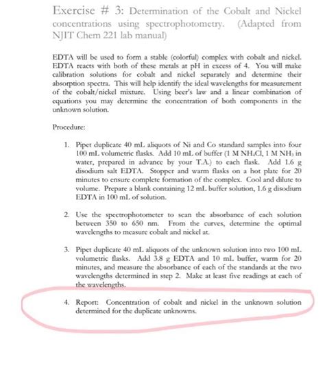 Exercise 3 Determination Of The Cobalt And Nickel