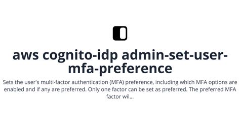 Aws Cognito Idp Admin Set User Mfa Preference Fig