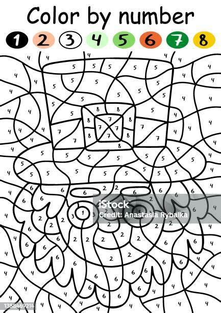 숫자 게임 벡터 일러스트로 재미있는 만화 레프러쿤 색상 워크시트에 대한 스톡 벡터 아트 및 기타 이미지 워크시트 0명 3