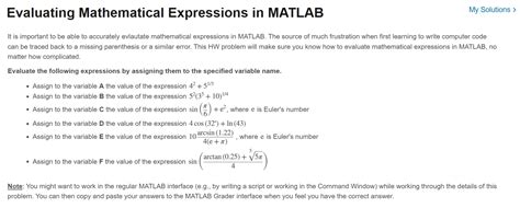 solved evaluating mathematical expressions in matlabit is