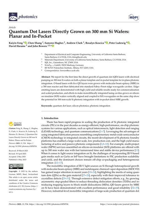 Pdf Quantum Dot Lasers Directly Grown On 300 Mm Si Wafers Planar And