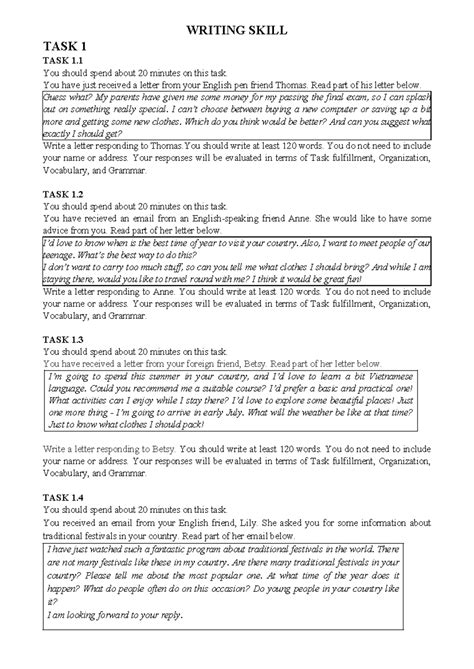 Writing 3 WRITING SKILL TASK 1 TASK 1 You Should Spend About 20