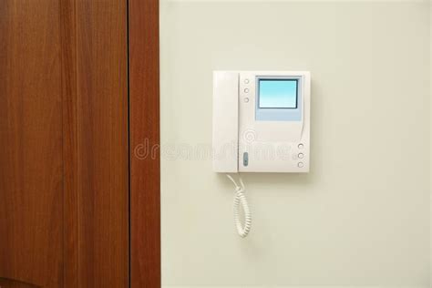 Modern Intercom System With Handset On White Wall Indoors Stock Image Image Of Monitor Camera