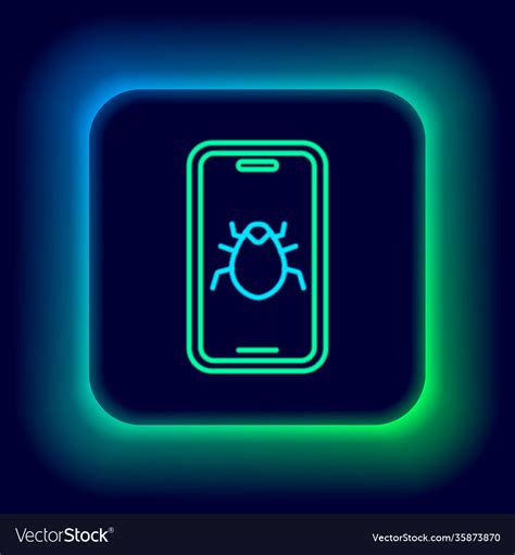 Glowing Neon Line System Bug On Mobile Icon Vector Image