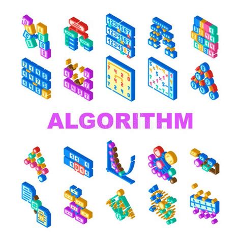 sorting algorithm data filter icons set vector stock vector