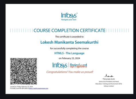 Lokesh Manikanta Seemakurthi On Linkedin Html5 Webdesign Techeducation Infosysspringboard