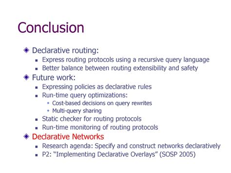 Declarative Routing Extensible Routing With Declarative Queries Ppt