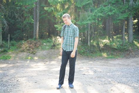 Teenager Boy Lost Alone In The Countryside And Scared In The Forest