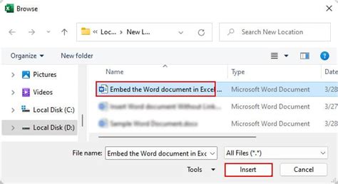 How To Insert Word Document In Excel