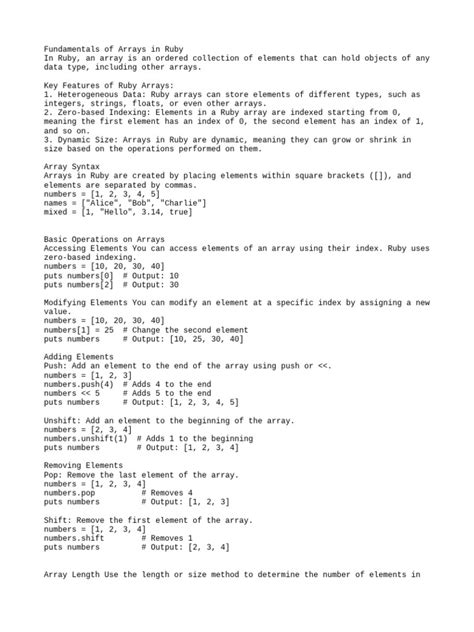 Lu 36 39 Ruby Basic Cs Arrays Pdf Computer Data Software Development