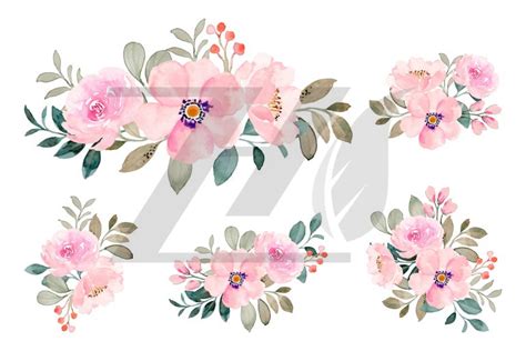 دانلود مجموعه گل آرایی صورتی با آبرنگ دانلود رایگان فایل لایه باز