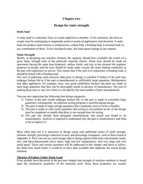 Lecturenote 1177425455capter Two Design For Static Strength Pdf