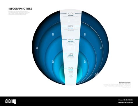 Vector Infographic Circle Layers Template With Five Level Volume Share Half Circles Blue Color