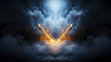 Dynamic Light Arrows Piercing Through Dark Clouds Abstract Art Digital Creation Surreal
