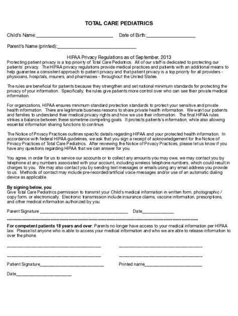 Fillable Online Tcp Hipaa Privacy Acknowledgement Form Fax Email Print