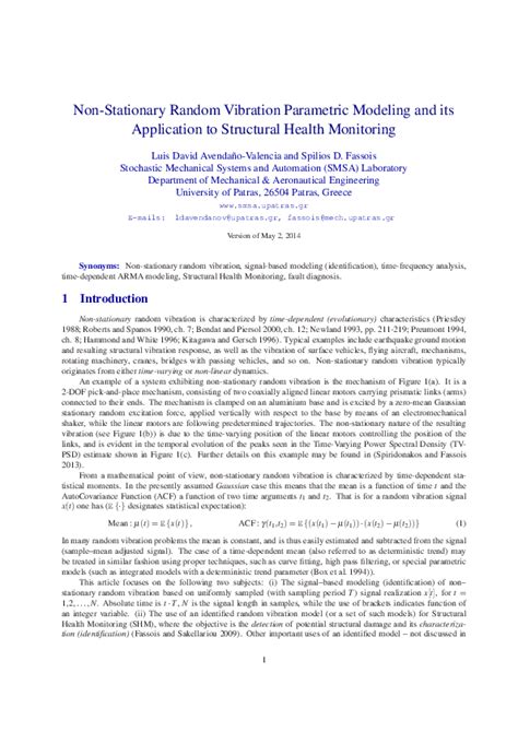 Pdf Parametric Nonstationary Random Vibration Modeling With Shm Applications