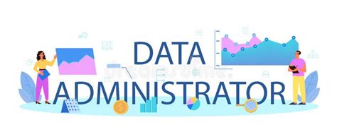 data administrator typographic header female and male character stock