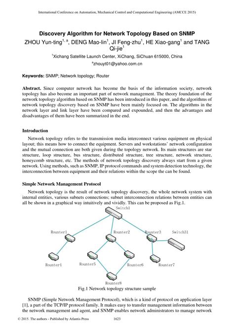Pdf Discovery Algorithm For Network Topology Based On Snmp