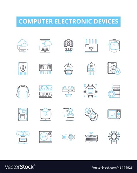 Computer Electronic Devices Line Icons Set Vector Image