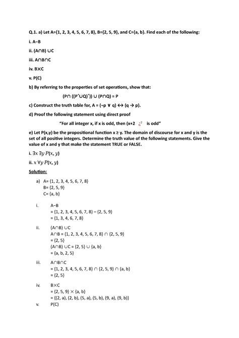 Discrete Structure Tutorial 3 Question 1 Question And Answer Utm
